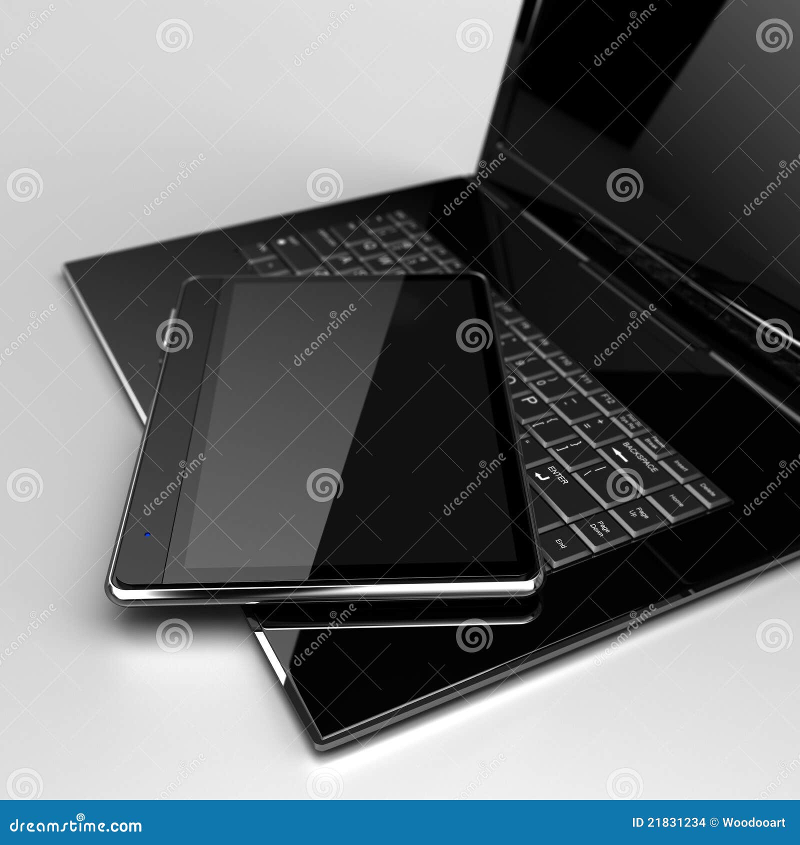 Digital Tablet With Shiny Sensor Screen With Touch Hand. Electronic ...