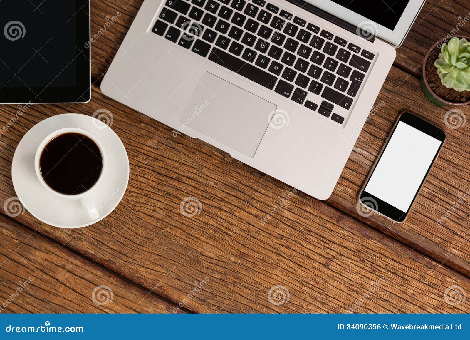 Digital Tablet, Laptop and Smartphone with Cup of Coffee Stock Photo ...