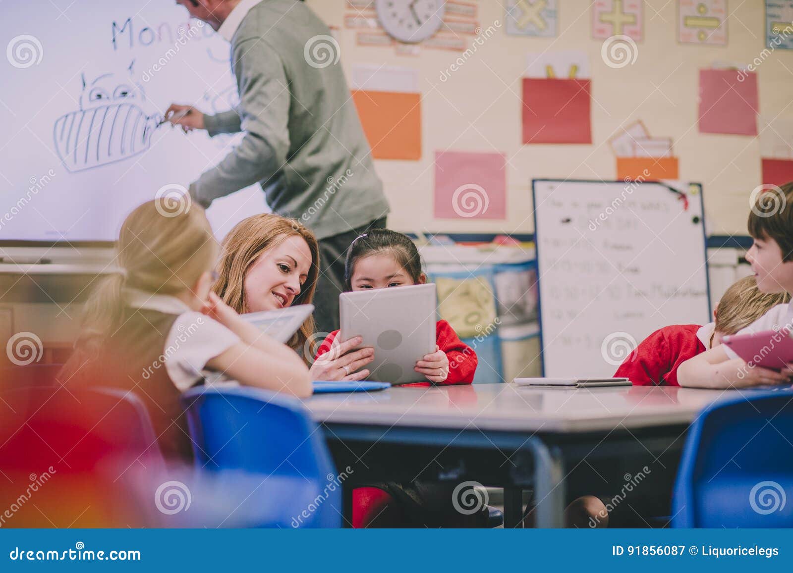 Digital Tablet Lesson in School Stock Image - Image of learning, multi ...