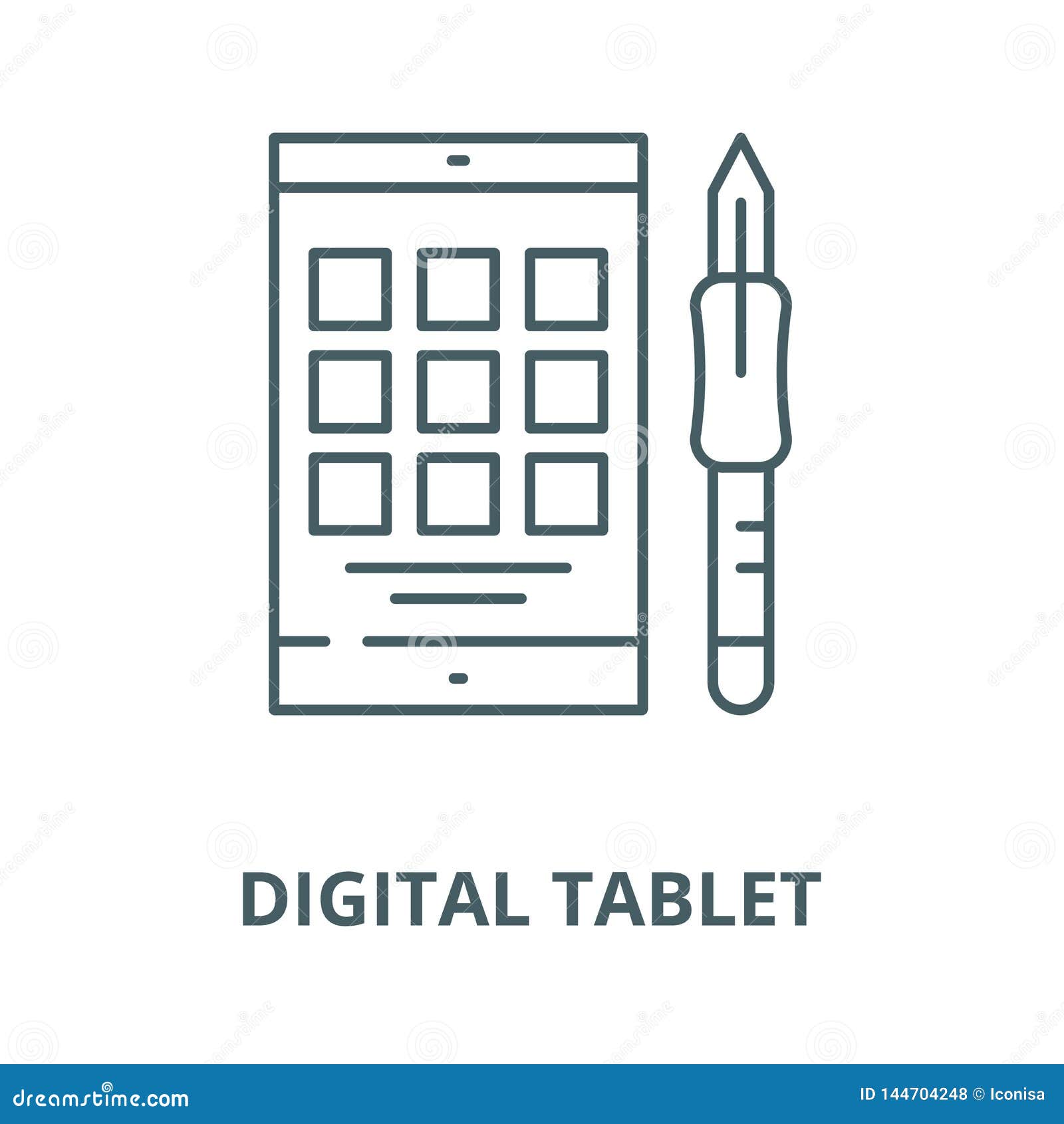 Digital Tablet Line Icon, Vector. Digital Tablet Outline Sign, Concept ...