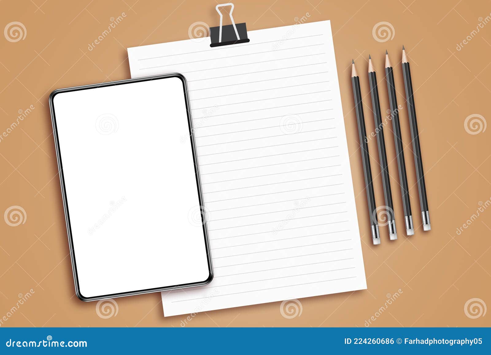 Digital Tablet Mockup Concept, Empty Screen Tab Mockup, Accessories and ...