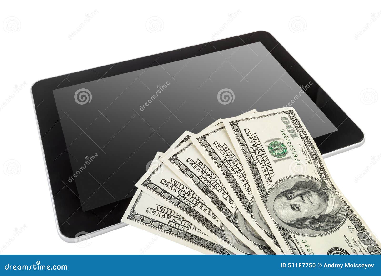 Digital Tablet and money stock photo. Image of including - 51187750