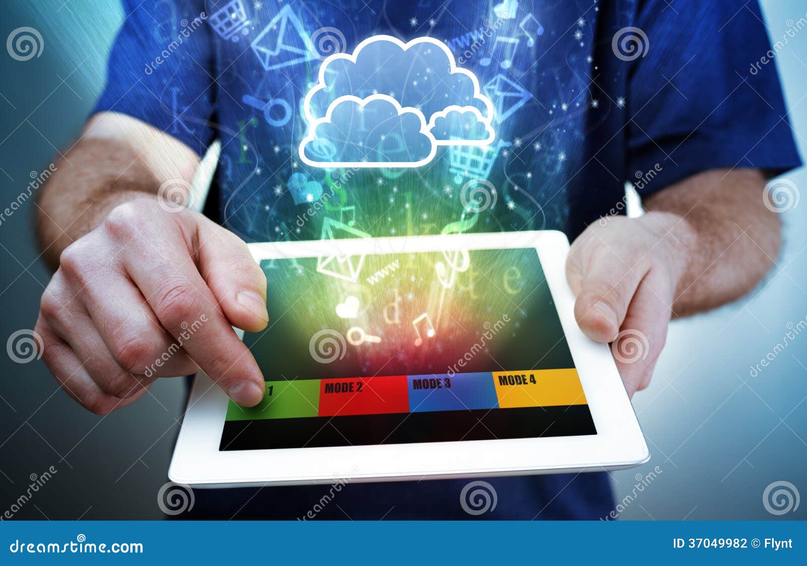Digital Tablet, Multimedia and Cloud Computing Stock Photo - Image of ...