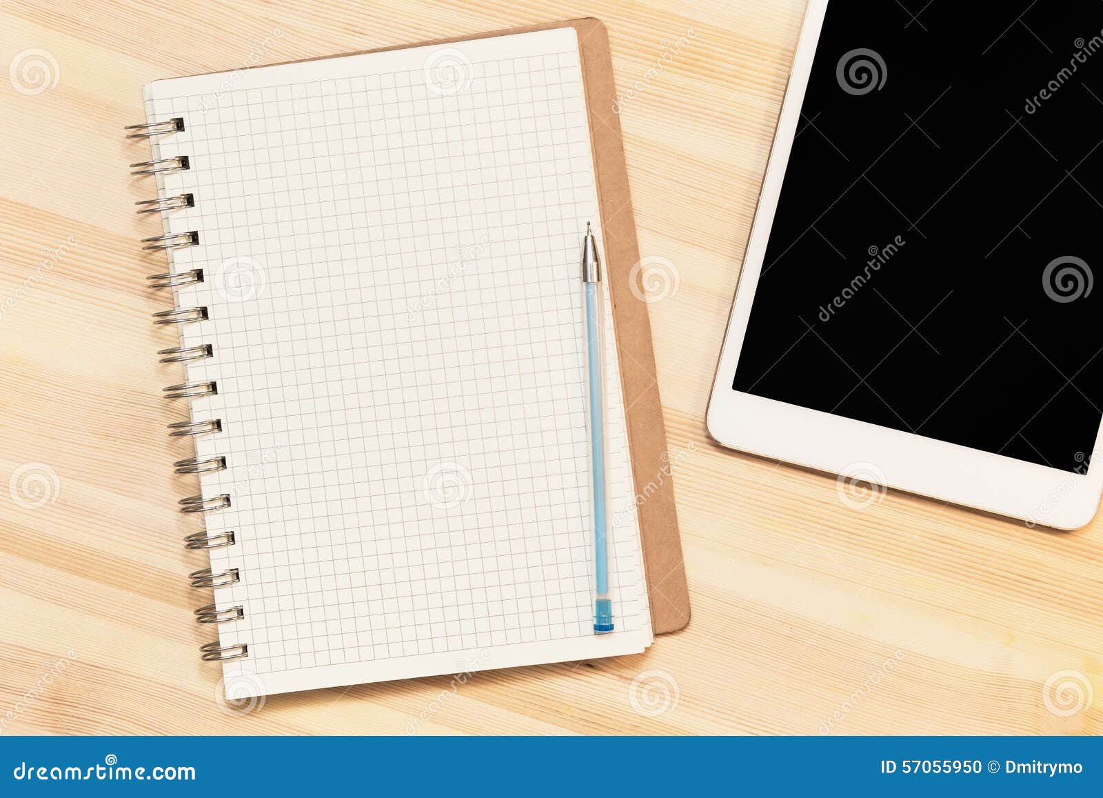 Digital Tablet and Paper on Wooden Table Stock Photo - Image of gadget ...