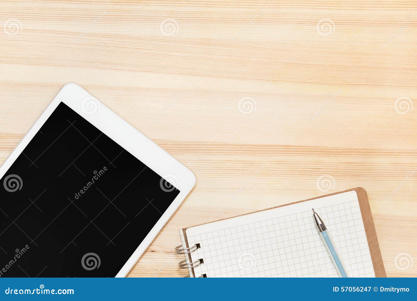 Digital Tablet and Paper on Wooden Table Stock Image - Image of data ...