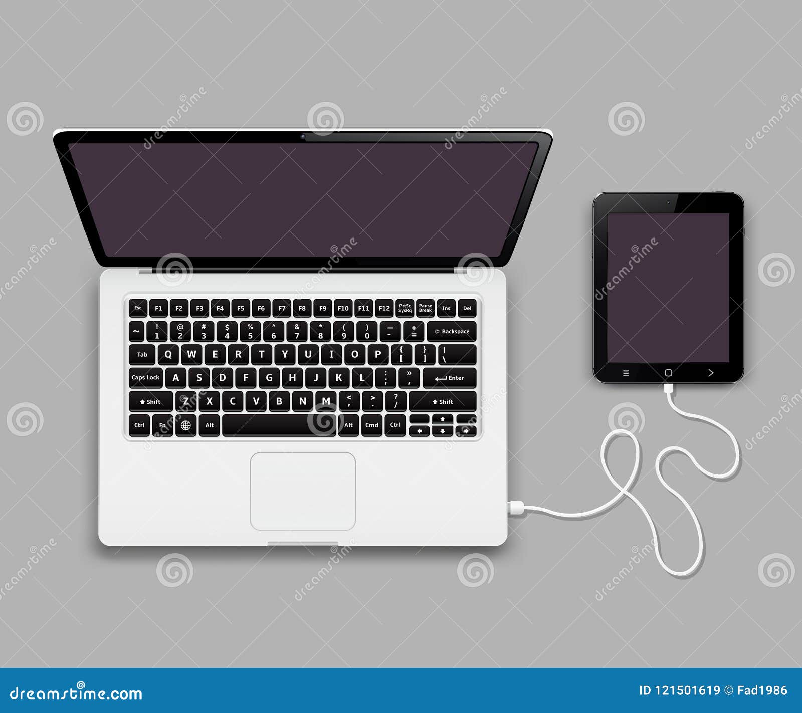 Digital Tablet Pc Connected To Laptop Stock Vector - Illustration of ...
