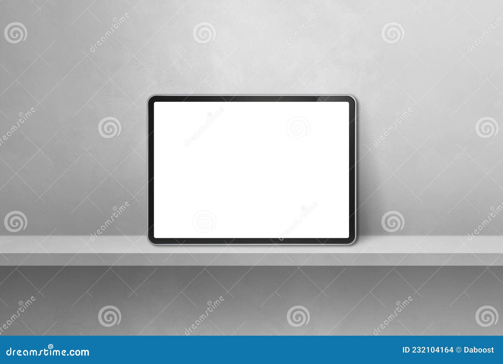 Digital Tablet Pc on Grey Wall Shelf. Horizontal Background Banner ...