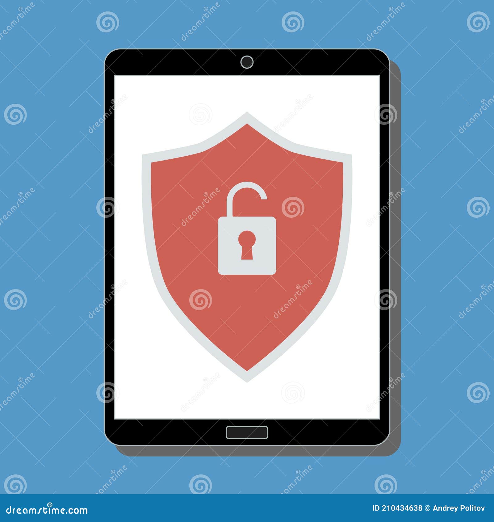 Digital Tablet with Red Unprotected Symbol Stock Vector - Illustration ...