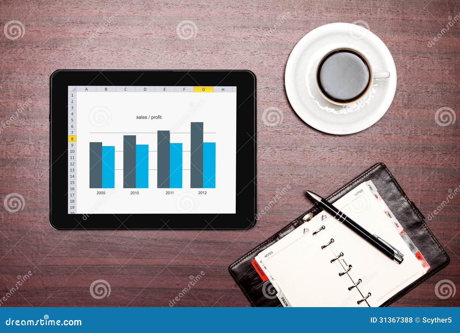 Digital Tablet Showing Charts and Diagram Stock Photo - Image of ...