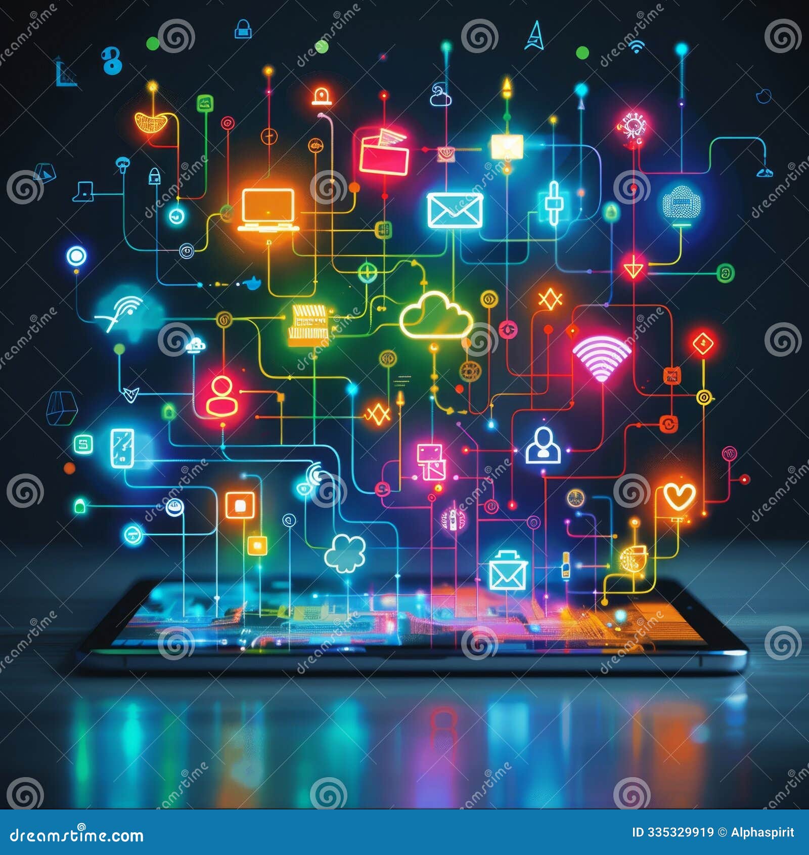 Digital Tablet Showing Internet Application Network Connection Stock ...