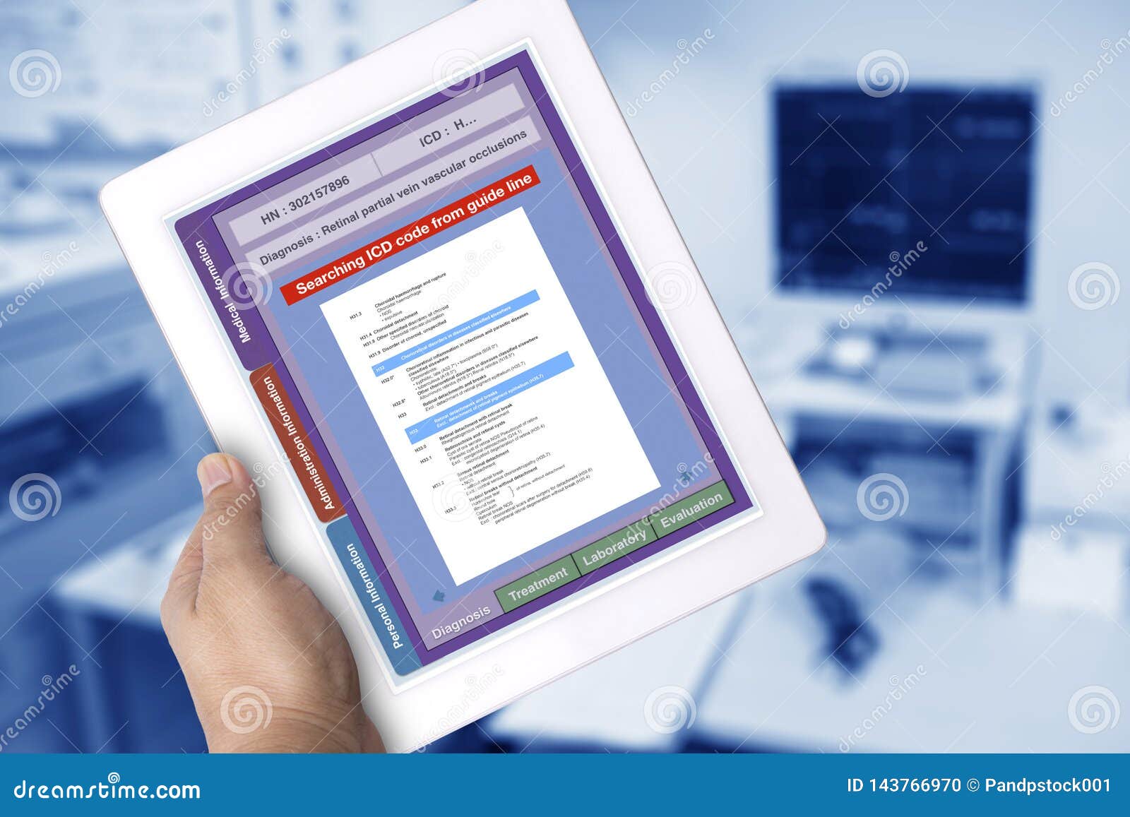 Digital Tablet Showing Medical Record Code Searching on Screen Stock ...