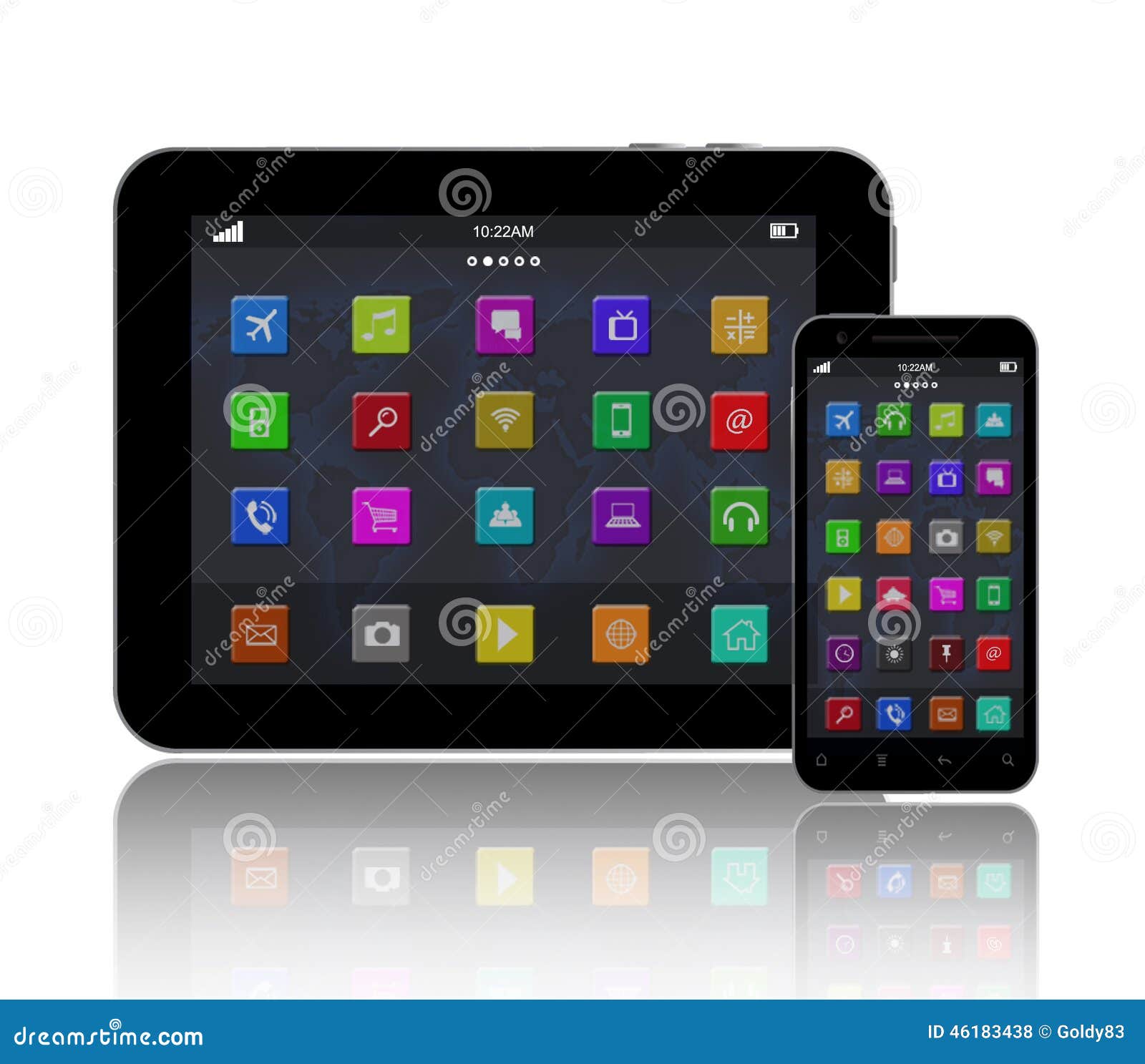 Digital Tablet, Smart Phone and Apps Stock Illustration - Illustration ...