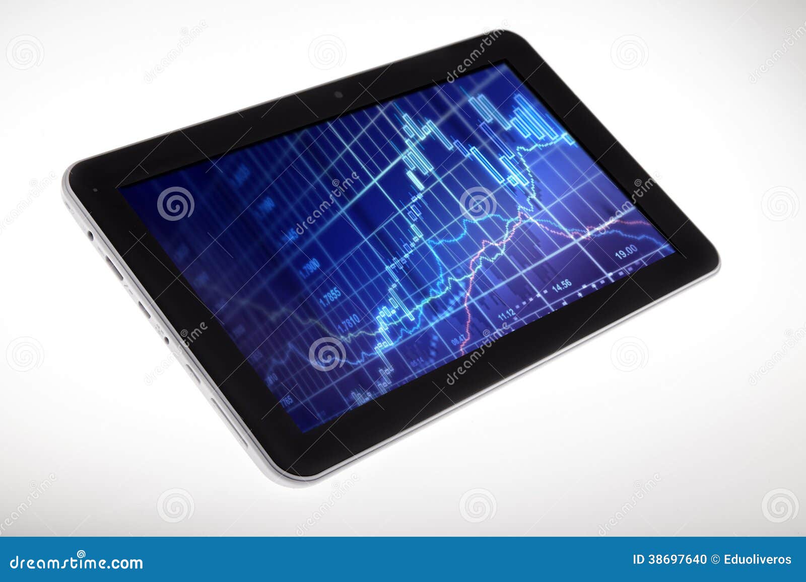 Digital Tablet with Stock Chart Diagram Inside Stock Illustration ...