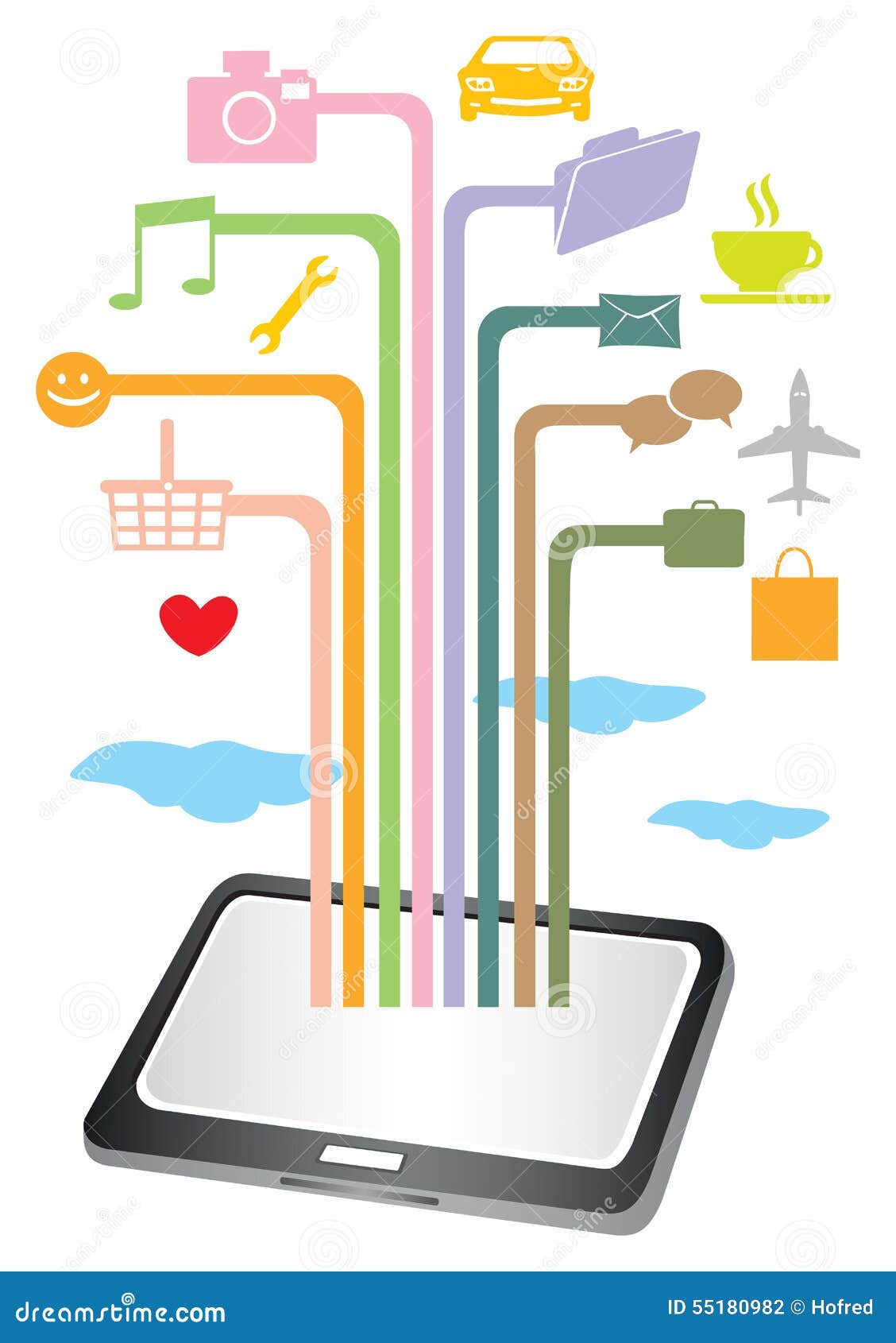 Digital Tablet and Technology Icons in Map Mapping Style Vector Stock ...