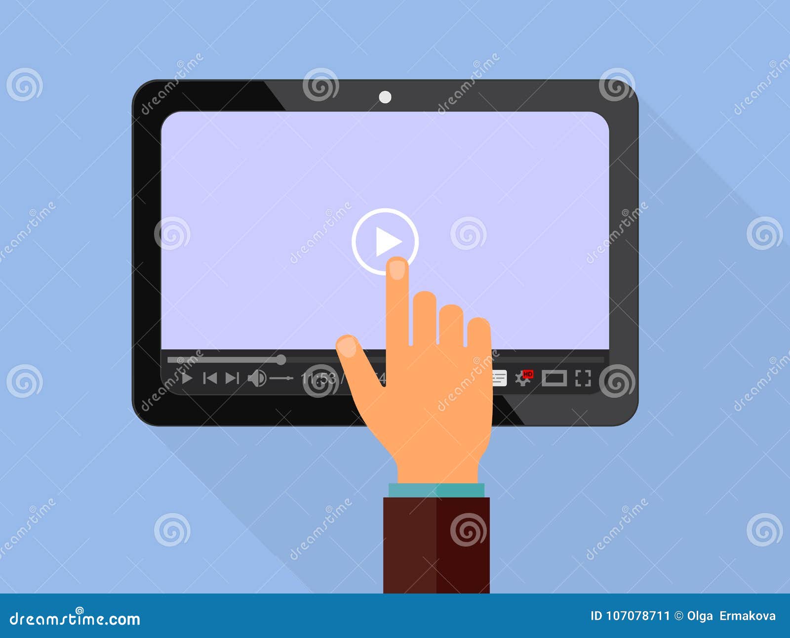 Digital Tablet with Touchscreen Display of Video Player Stock Vector ...