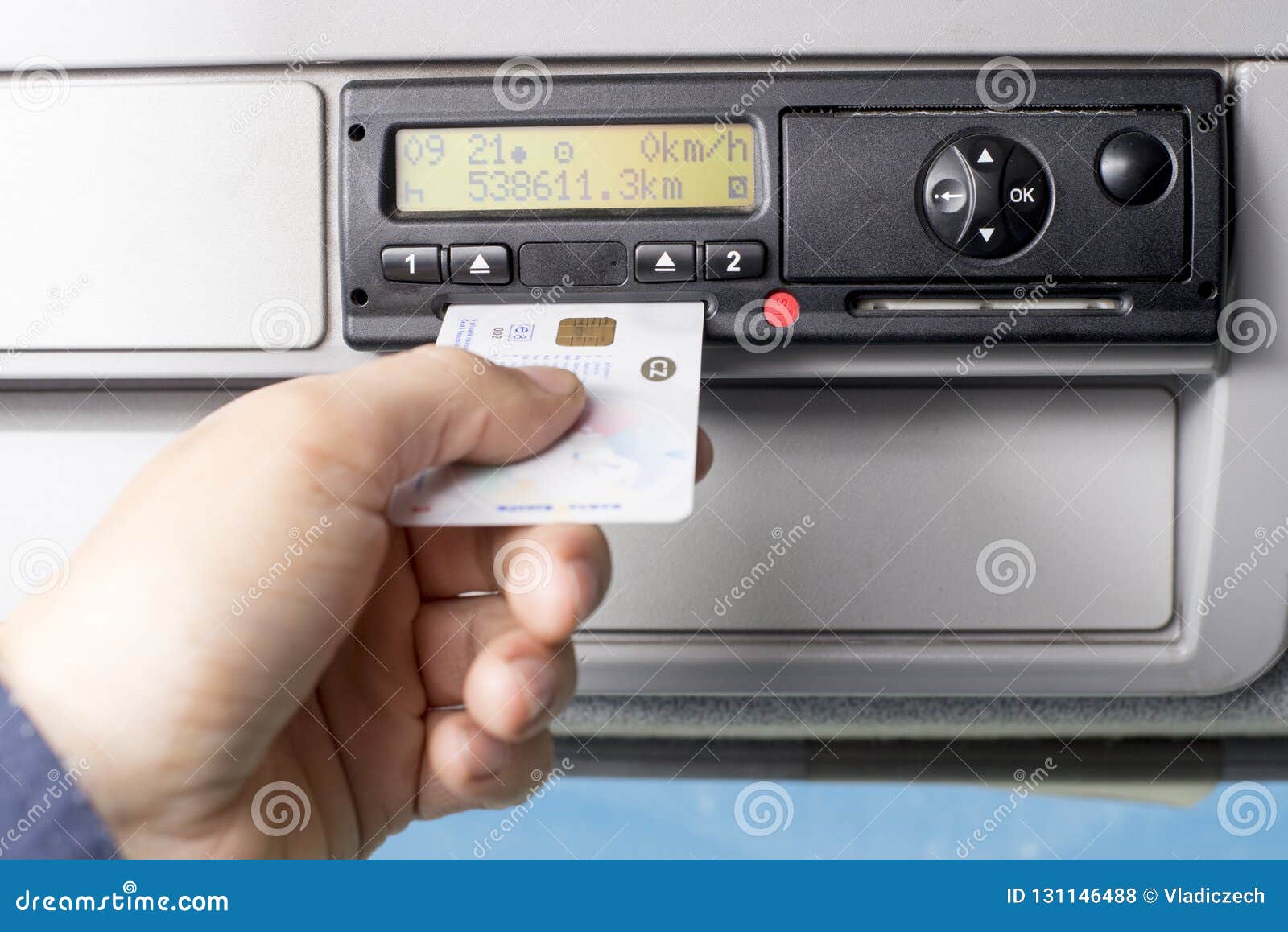 Digital Tachograph and Drivers Hand Inserting the Digital Card Stock ... Digital Tachograph and Drivers Hand Inserting the Digital Card Stock ...