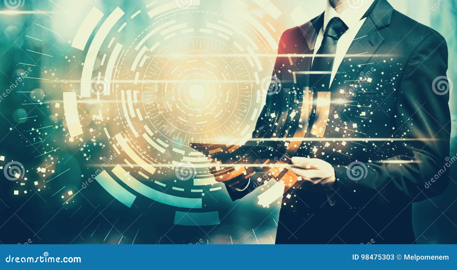 Digital Target with Man Holding a Tablet Stock Image - Image of ...