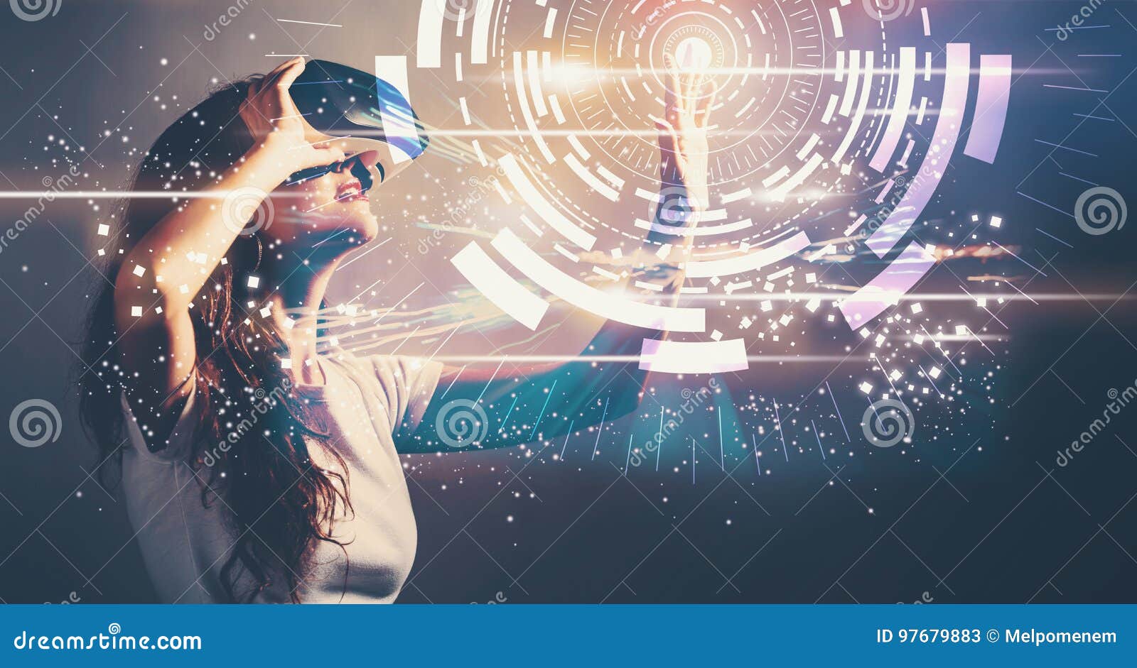 Digital Target with Young Woman with VR Stock Image - Image of finance ...