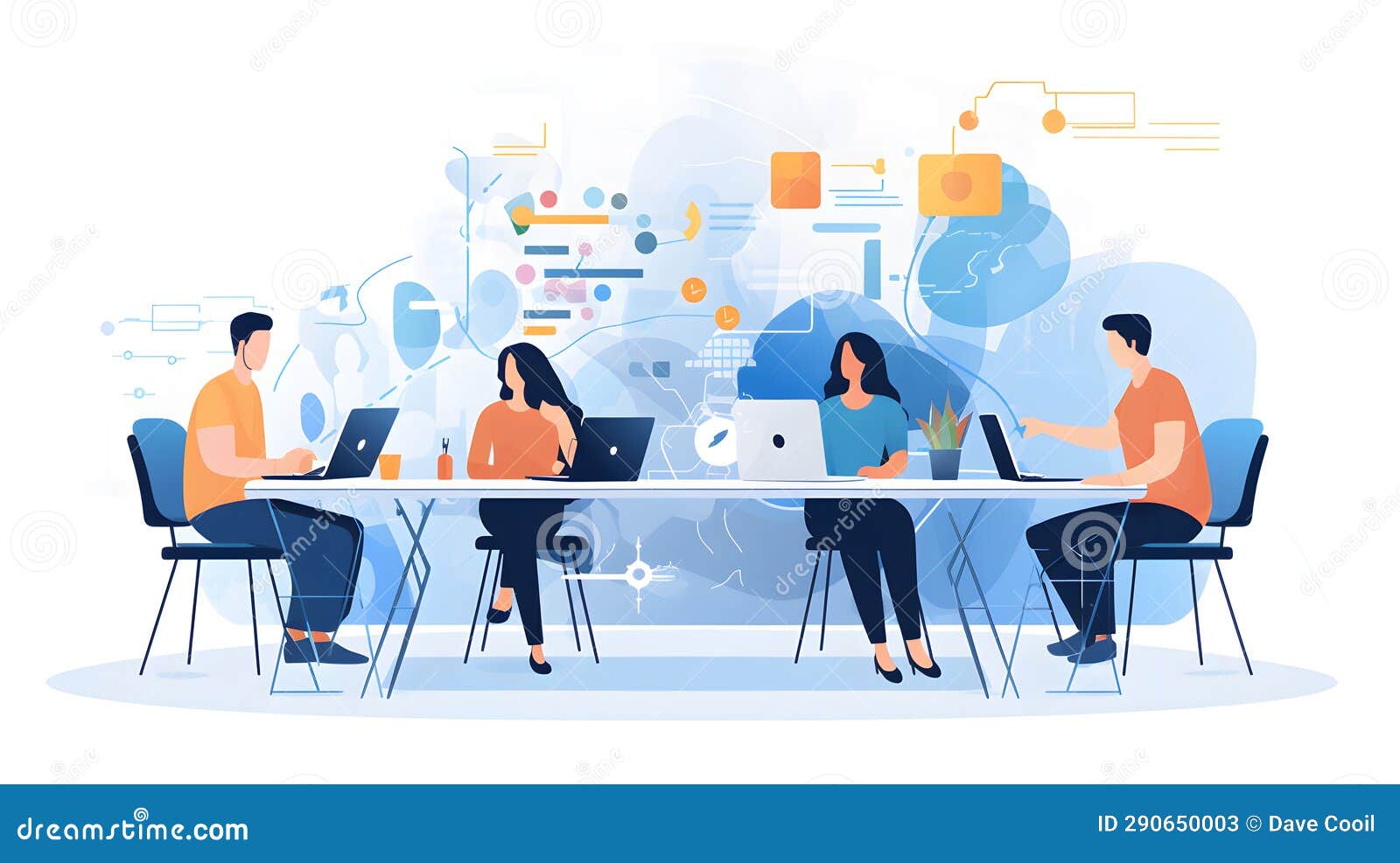 Digital Teamwork Art stock illustration. Illustration of group - 290650003