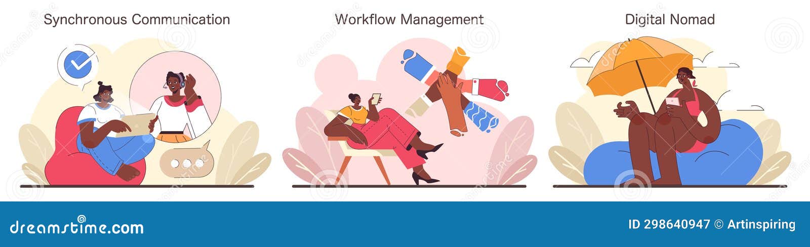 Digital Teamwork Set. Flat Vector Illustration Stock Vector ...