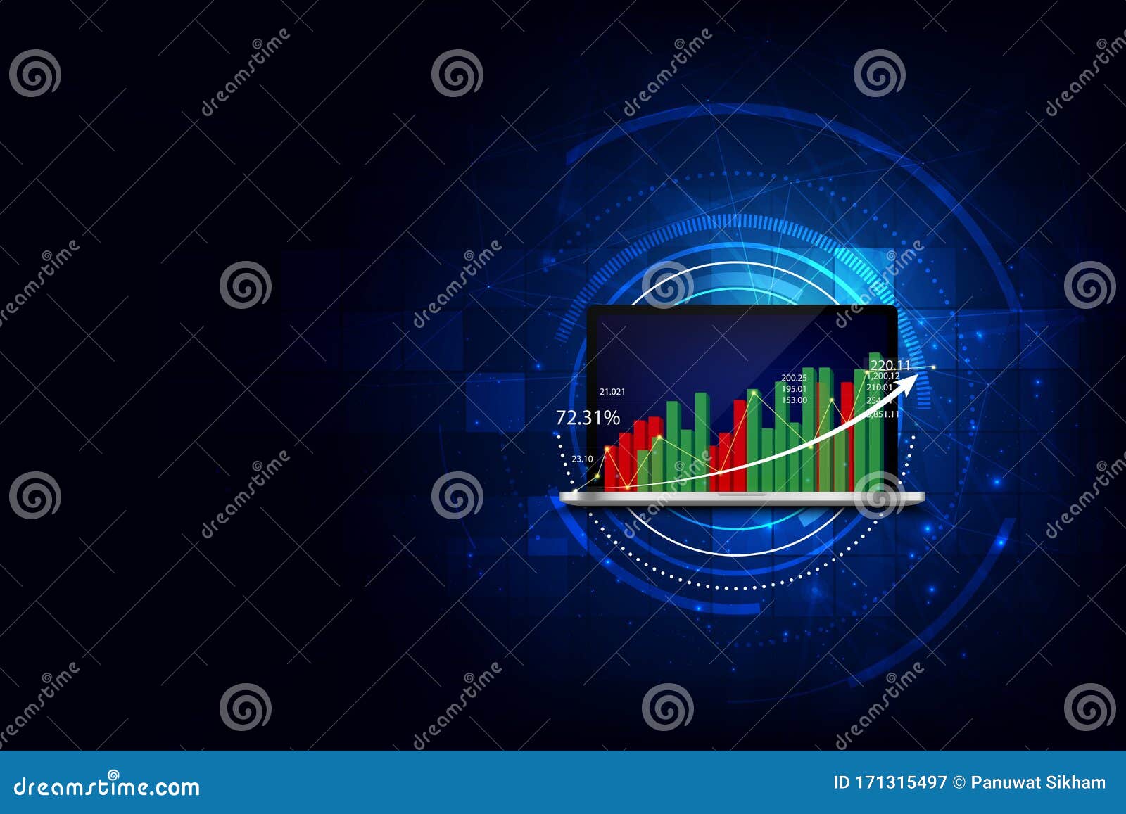 Digital Tech Business Raise Up Concept Background. Vector Illustration ...
