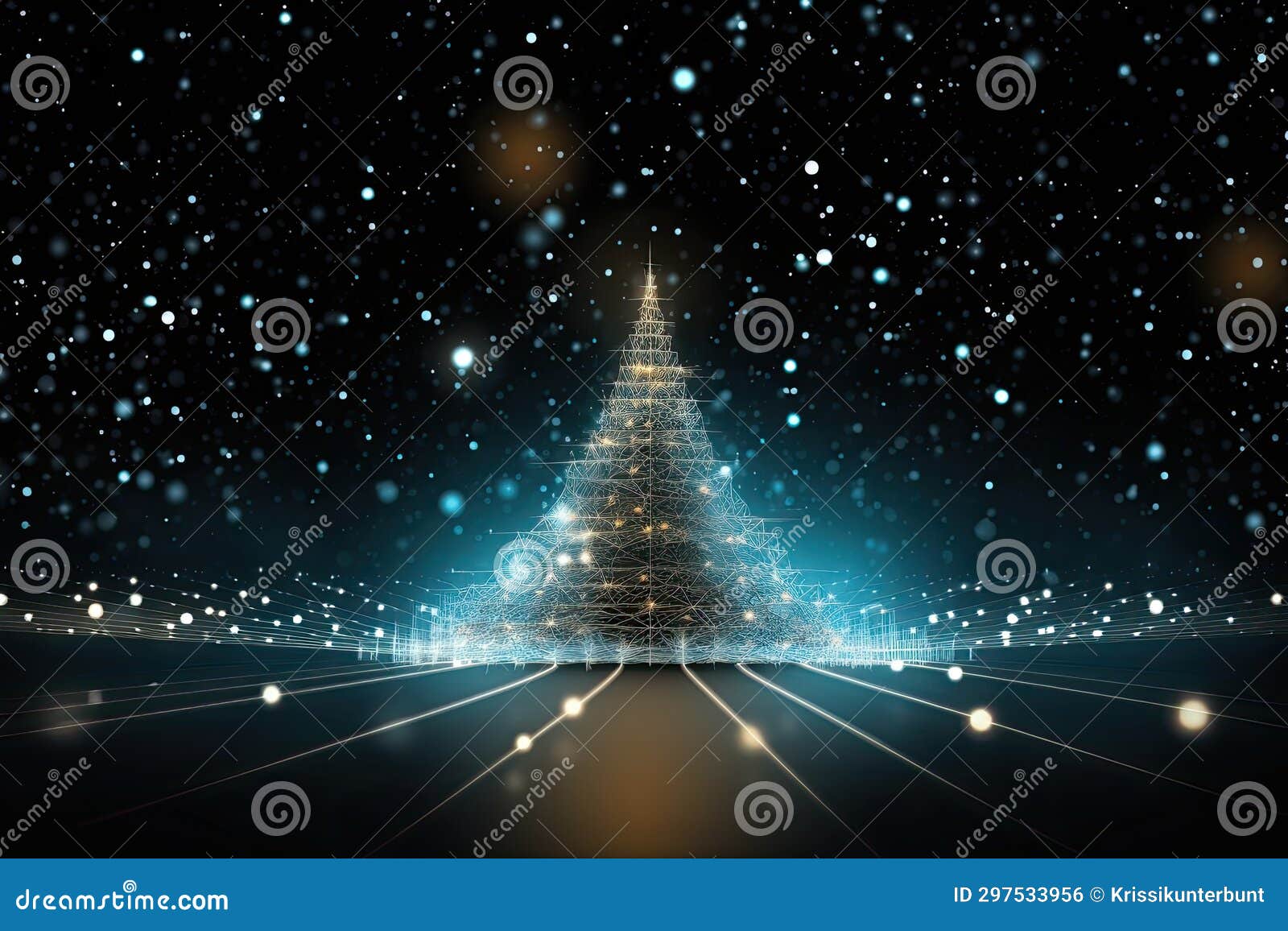 Digital Technical Christmas Tree Glowing AI Generated Stock ...