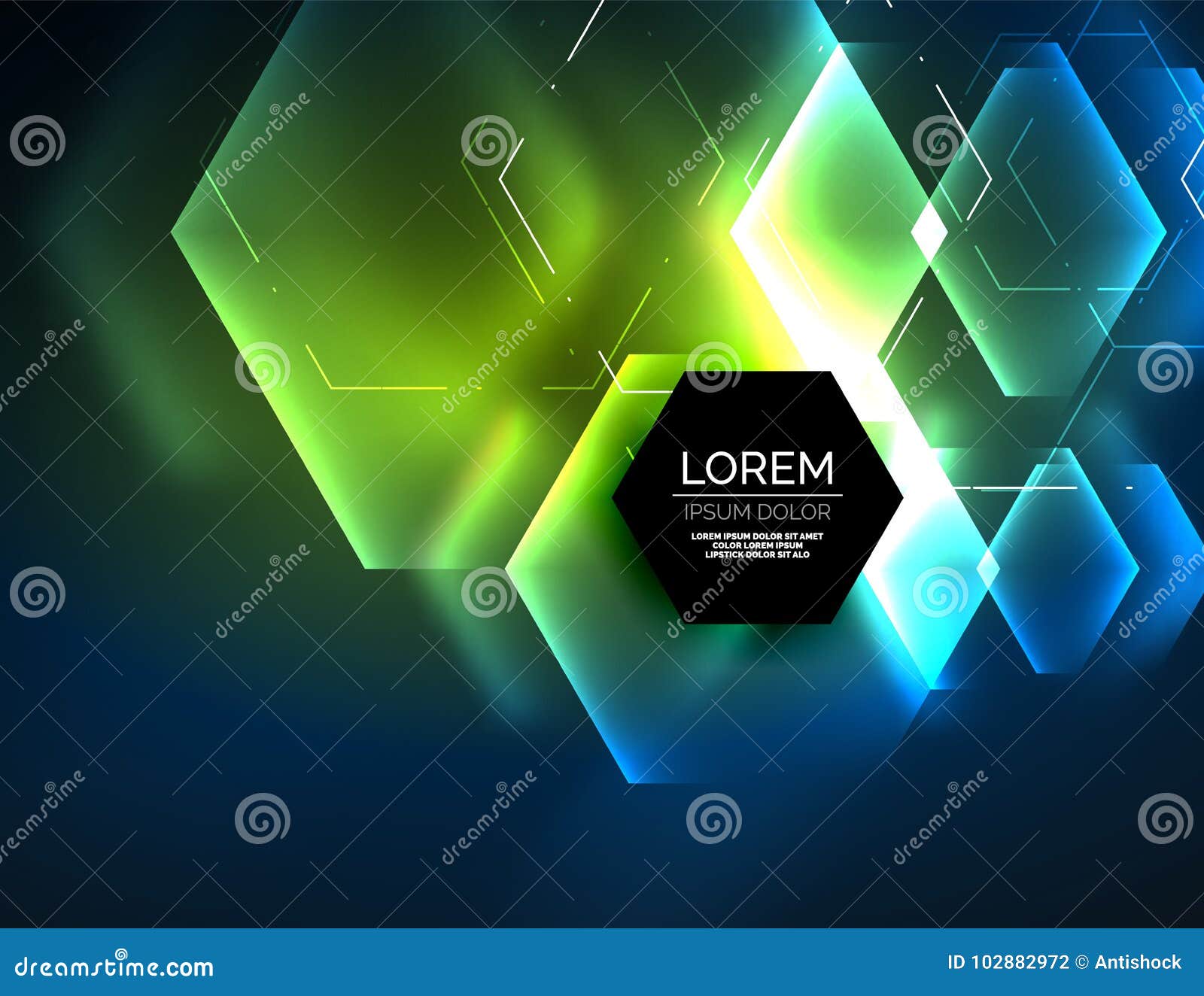Digital Techno Abstract Background, Glowing Hexagons Stock Vector ...