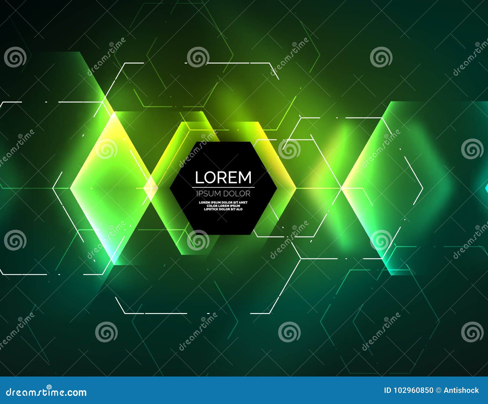 Digital Techno Abstract Background, Glowing Hexagons Stock Vector ...