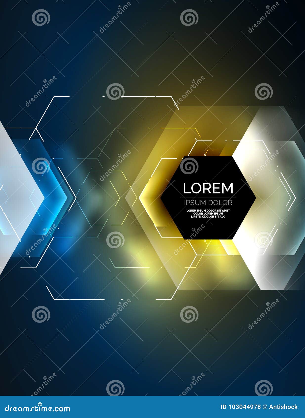Digital Techno Abstract Background, Glowing Hexagons Stock Vector ...