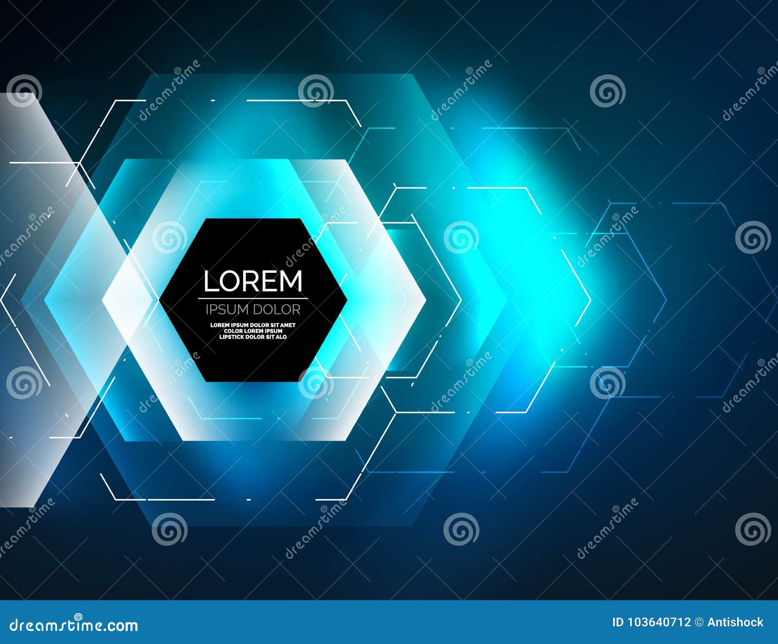 Digital Techno Abstract Background, Glowing Hexagons Stock Vector ...