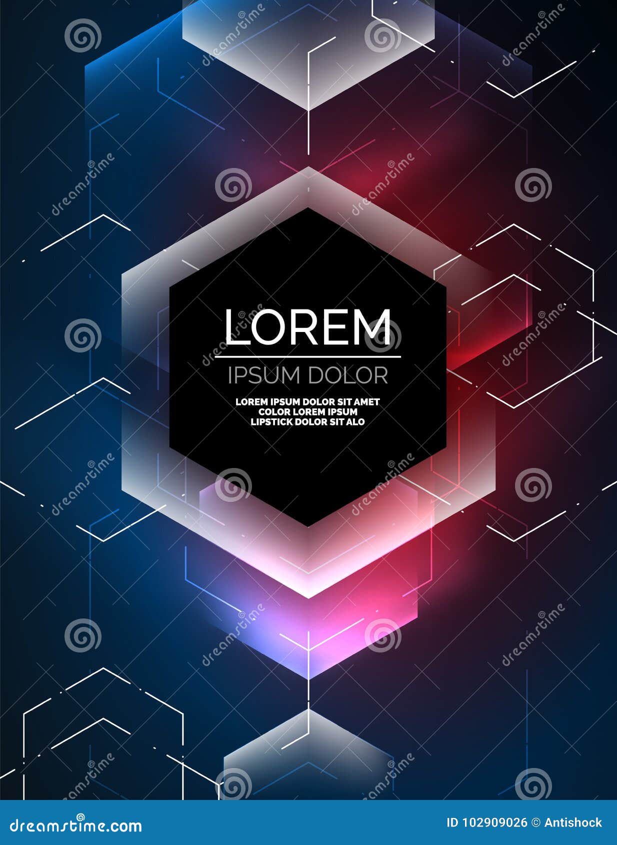 Digital Techno Abstract Background, Glowing Hexagons Stock Vector ...