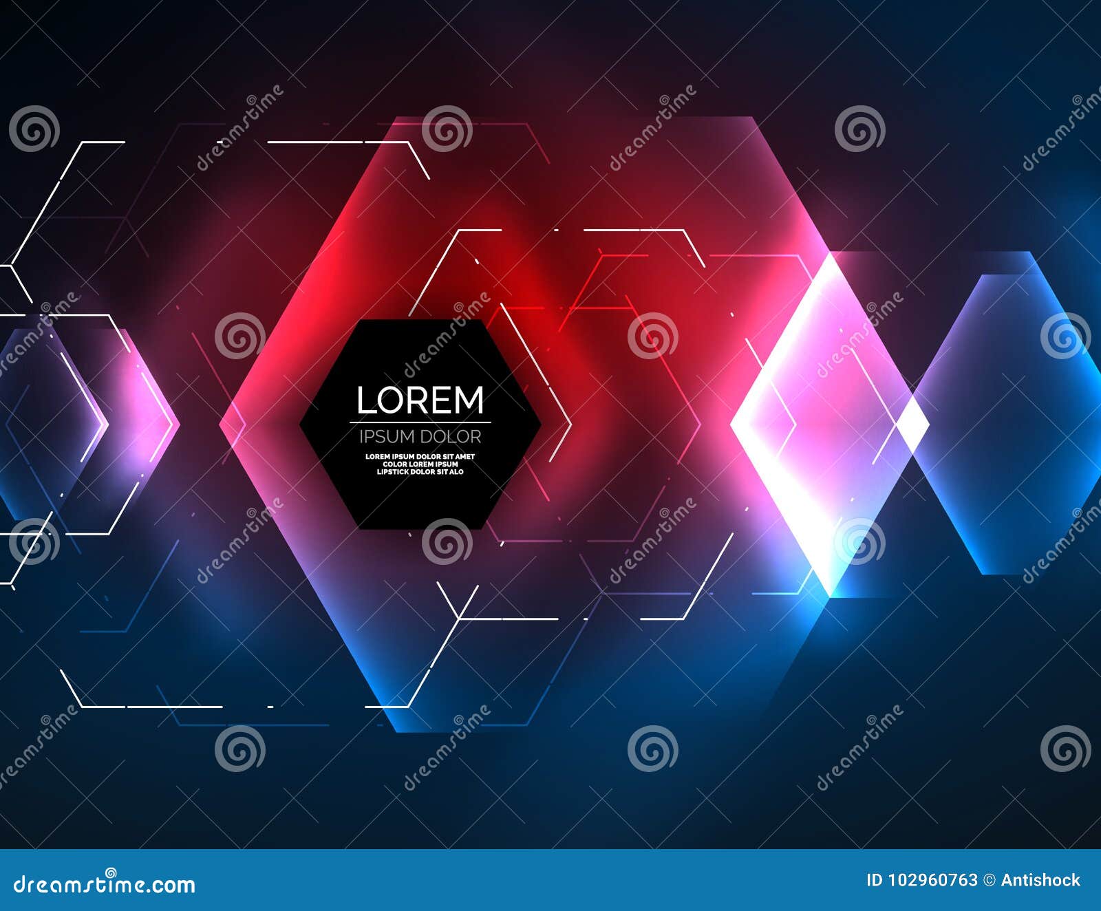 Digital Techno Abstract Background, Glowing Hexagons Stock Vector ...