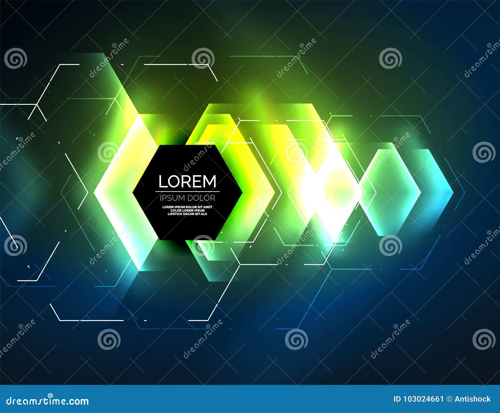 Digital Techno Abstract Background, Glowing Hexagons Stock Vector ...