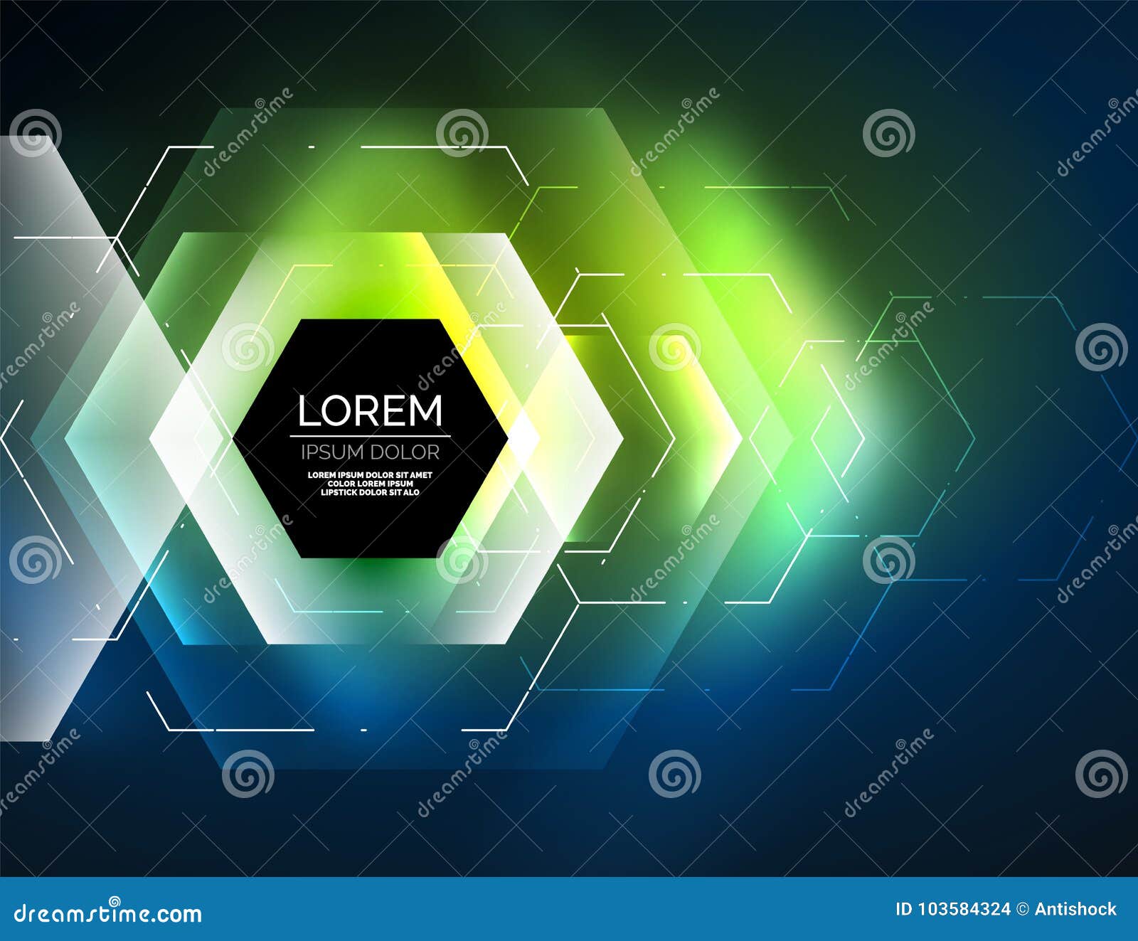 Digital Techno Abstract Background, Glowing Hexagons Stock Vector ...