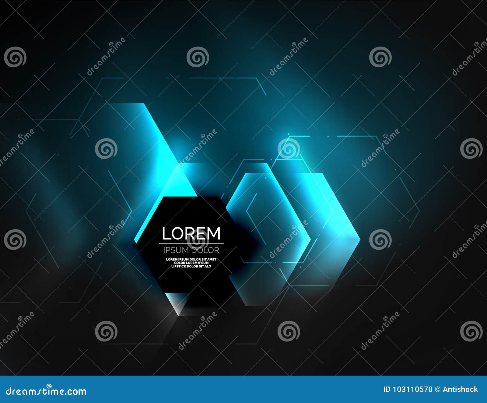 Digital Techno Abstract Background, Glowing Hexagons Stock Vector ...