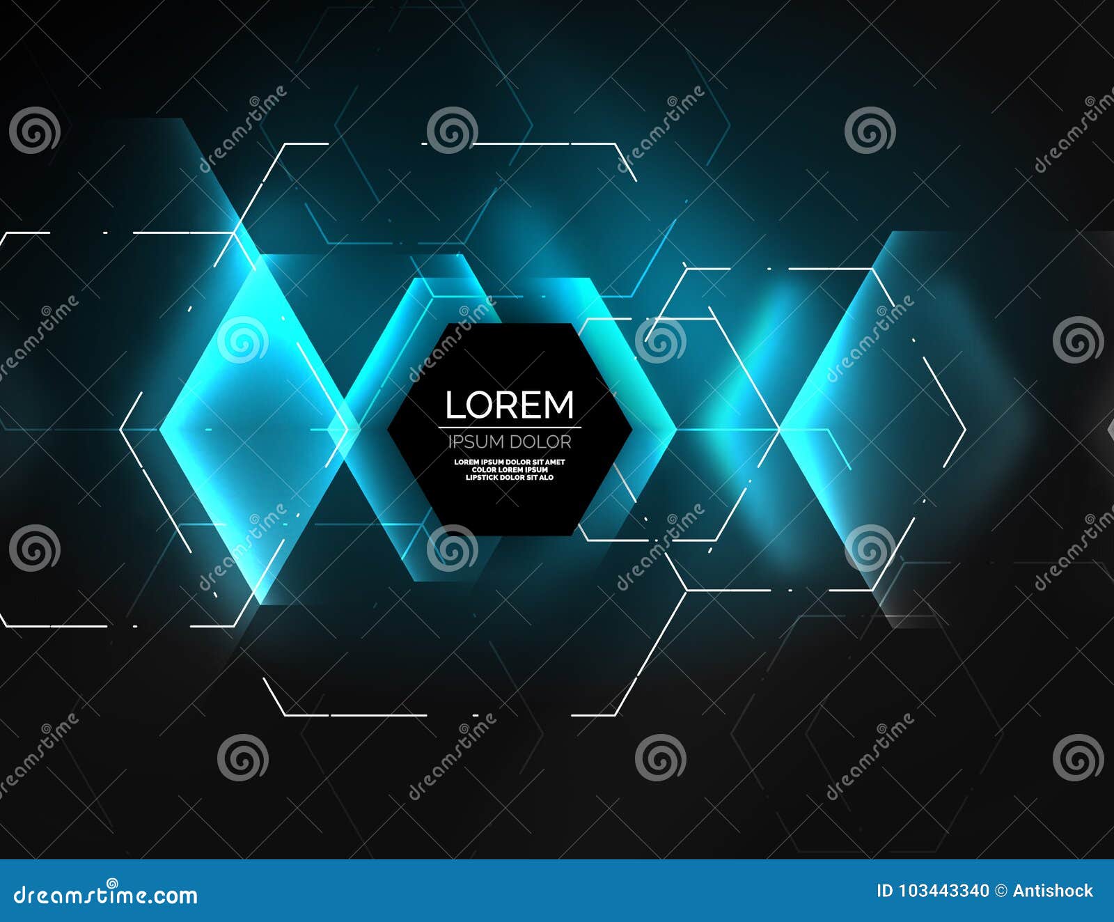Digital Techno Abstract Background, Glowing Hexagons Stock Vector ...