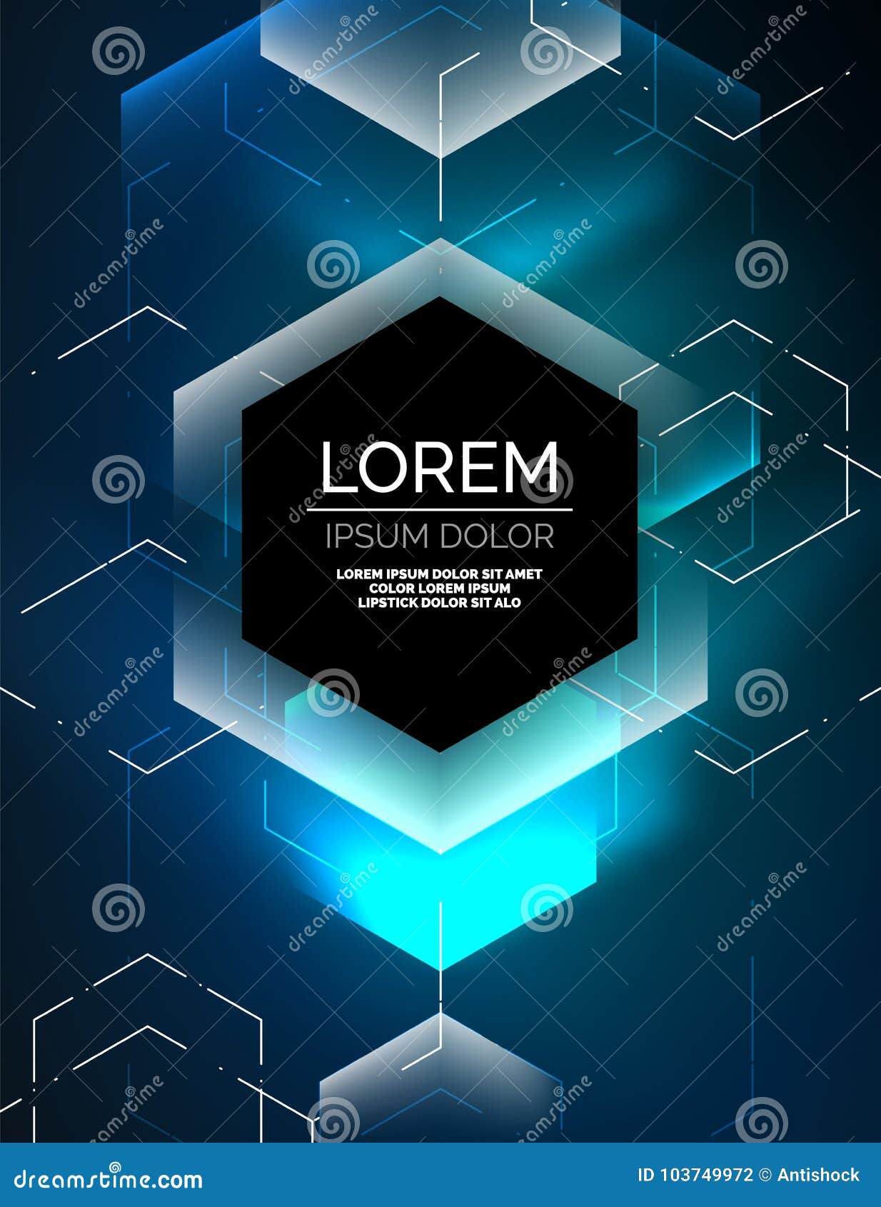 Digital Techno Abstract Background, Glowing Hexagons Stock Vector ...