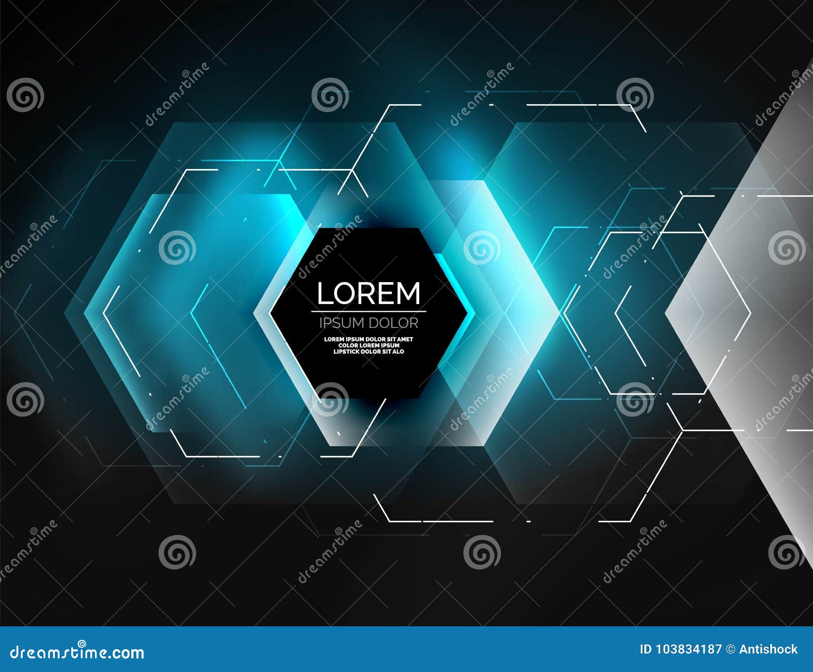 Digital Techno Abstract Background, Glowing Hexagons Stock Vector ...