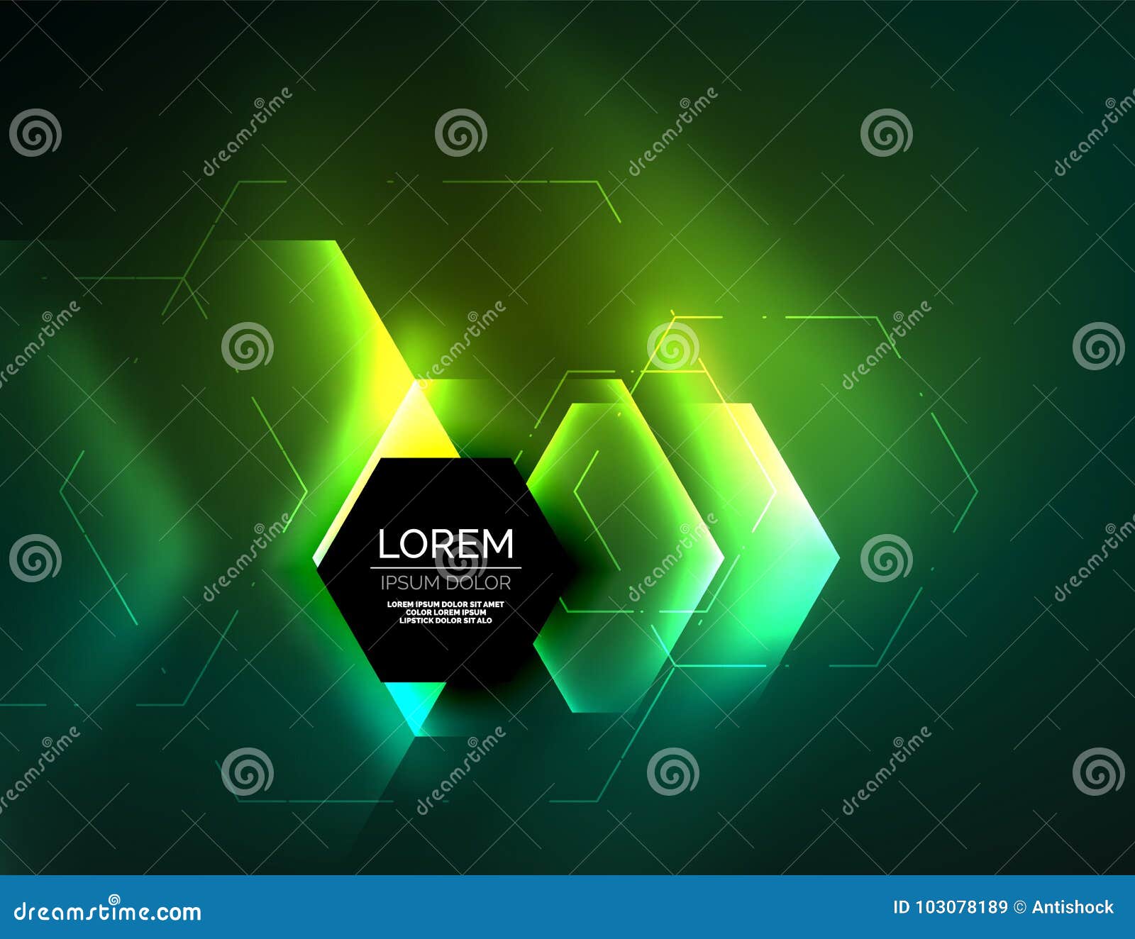 Digital Techno Abstract Background, Glowing Hexagons Stock Vector ...