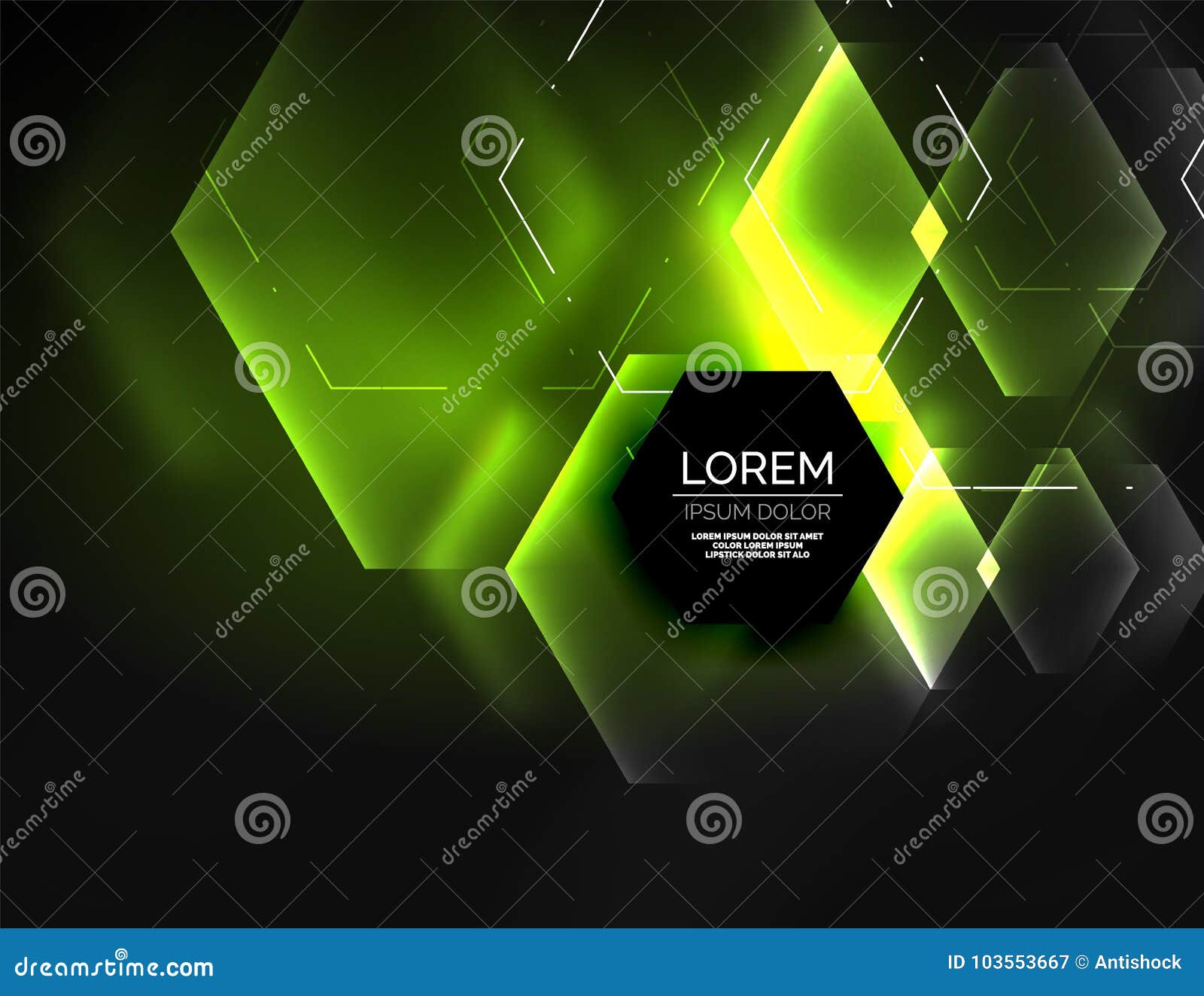 Digital Techno Abstract Background, Glowing Hexagons Stock Vector ...