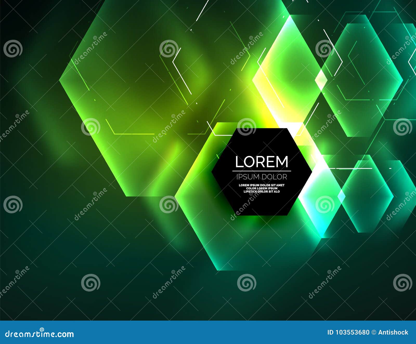 Digital Techno Abstract Background, Glowing Hexagons Stock Vector ...