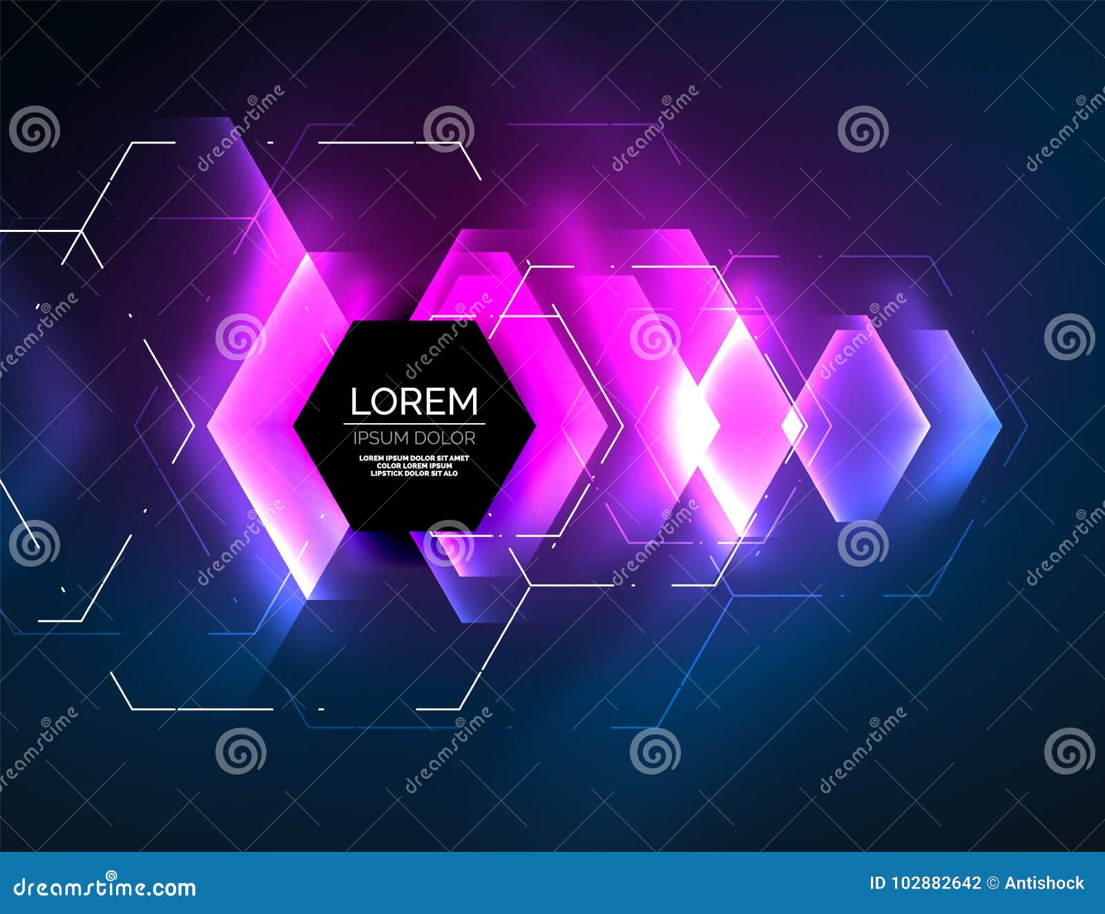 Digital Techno Abstract Background, Glowing Hexagons Stock Vector ...