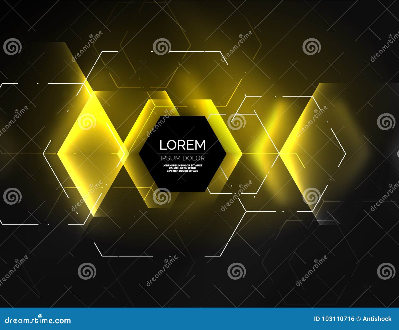 Digital Techno Abstract Background, Glowing Hexagons Stock Vector ...