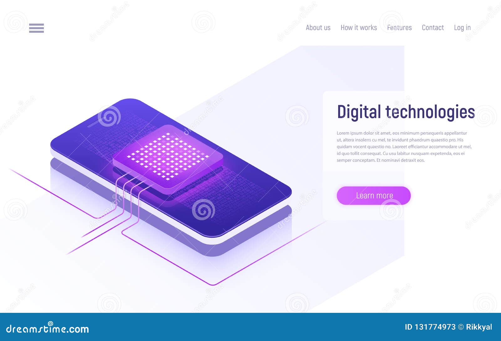 Digital Technologies, Data Processing Isometric Concept. Vector Stock ...
