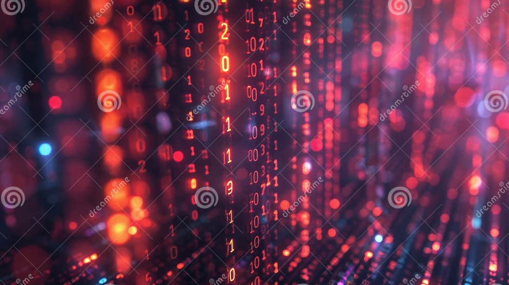 Digital Data Technology Background with Binary Code Stock Photo - Image of horizons, concept ...