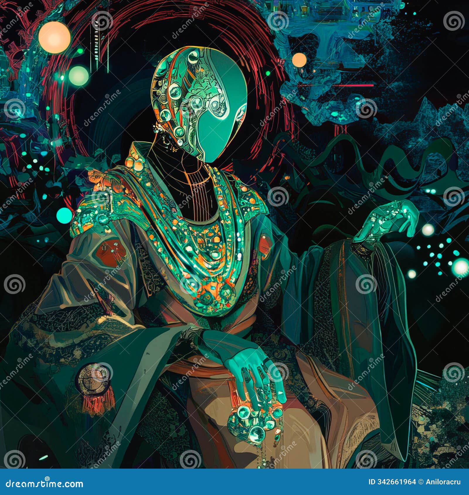 Digital Technologies of the Future. Portrait of a Cyberpunk Stock Photo ...