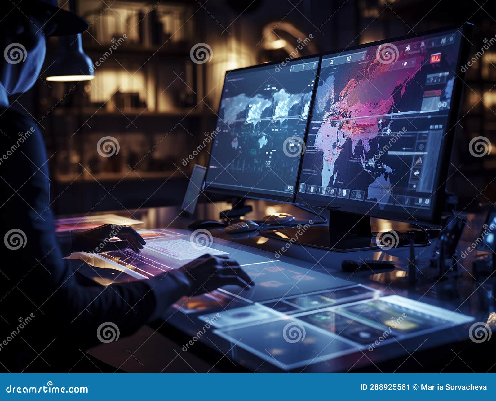 Digital Technologies, Security Sms System, Databases on Laptop Monitor ...