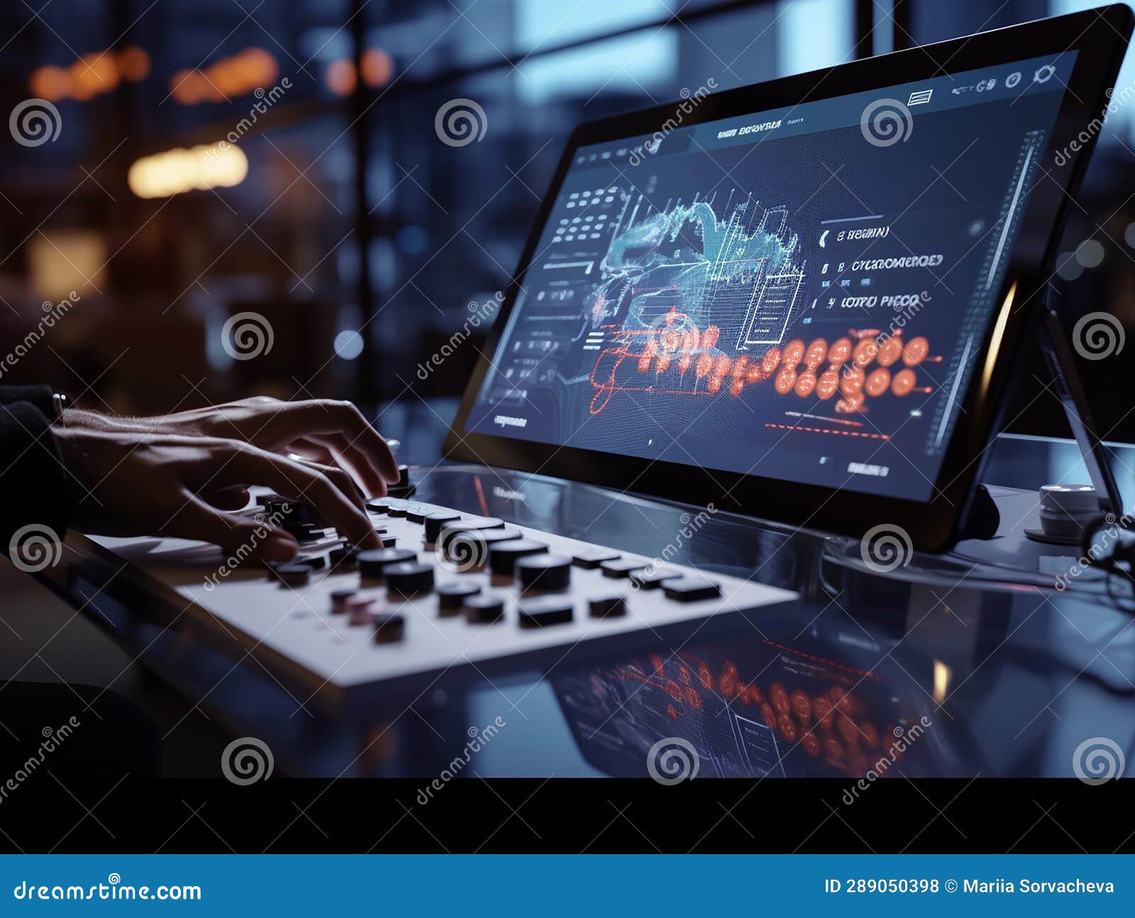 Digital Technologies, Security Sms System, Databases on Laptop Monitor ...