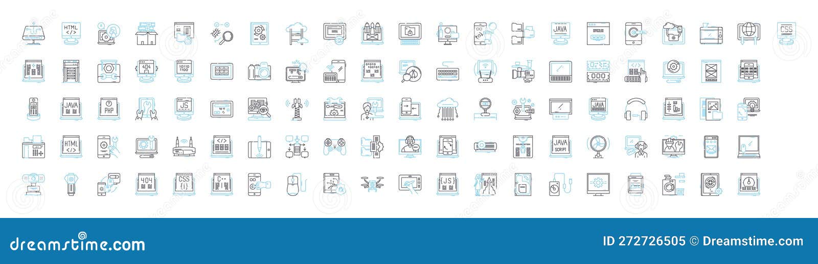 Digital Technologies Vector Line Icons Set. Digital, Technologies ...