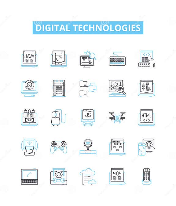Digital Technologies Vector Line Icons Set. Digital, Technologies ...